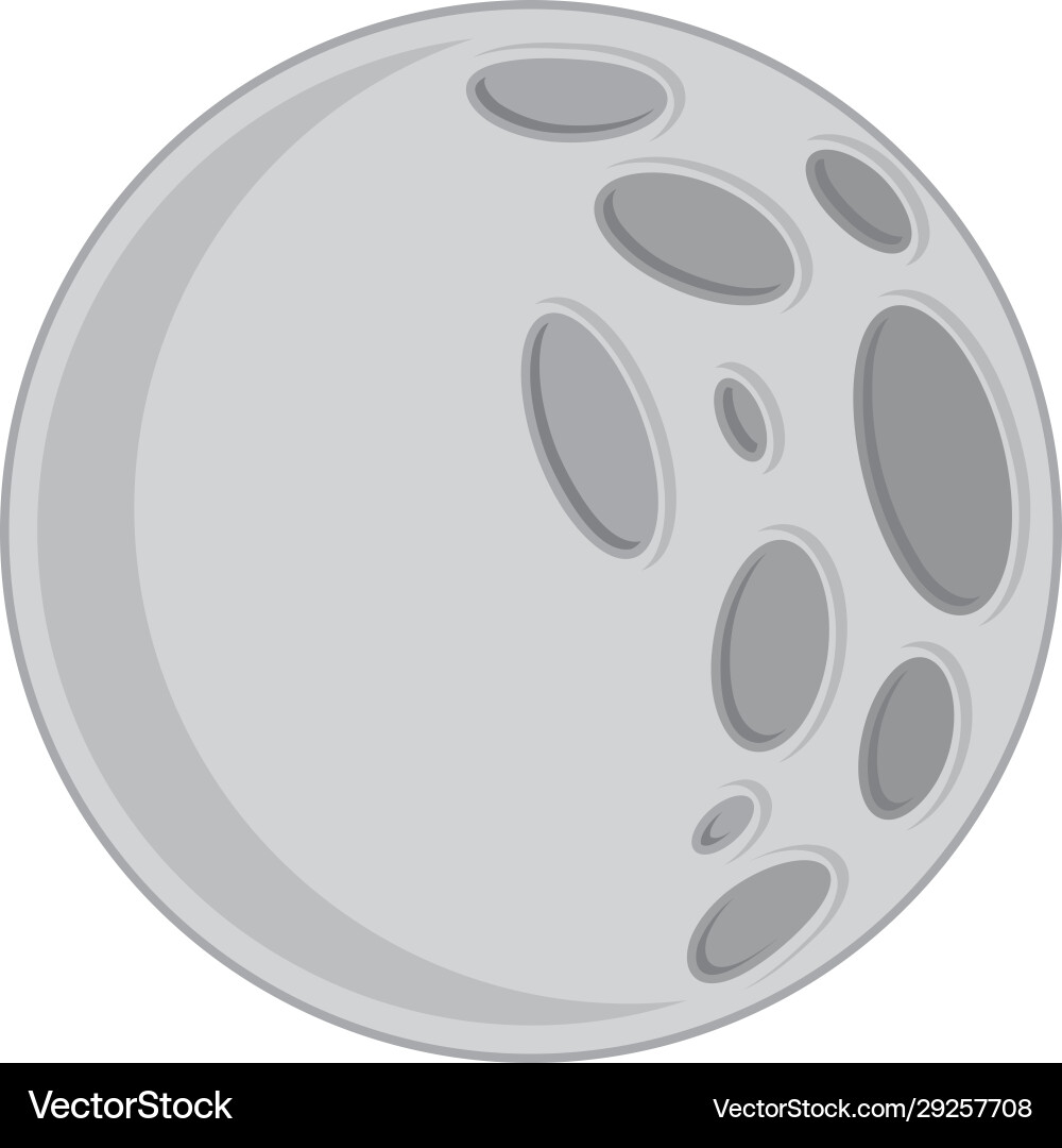 Moon with craters cartoon Royalty Free Vector Image