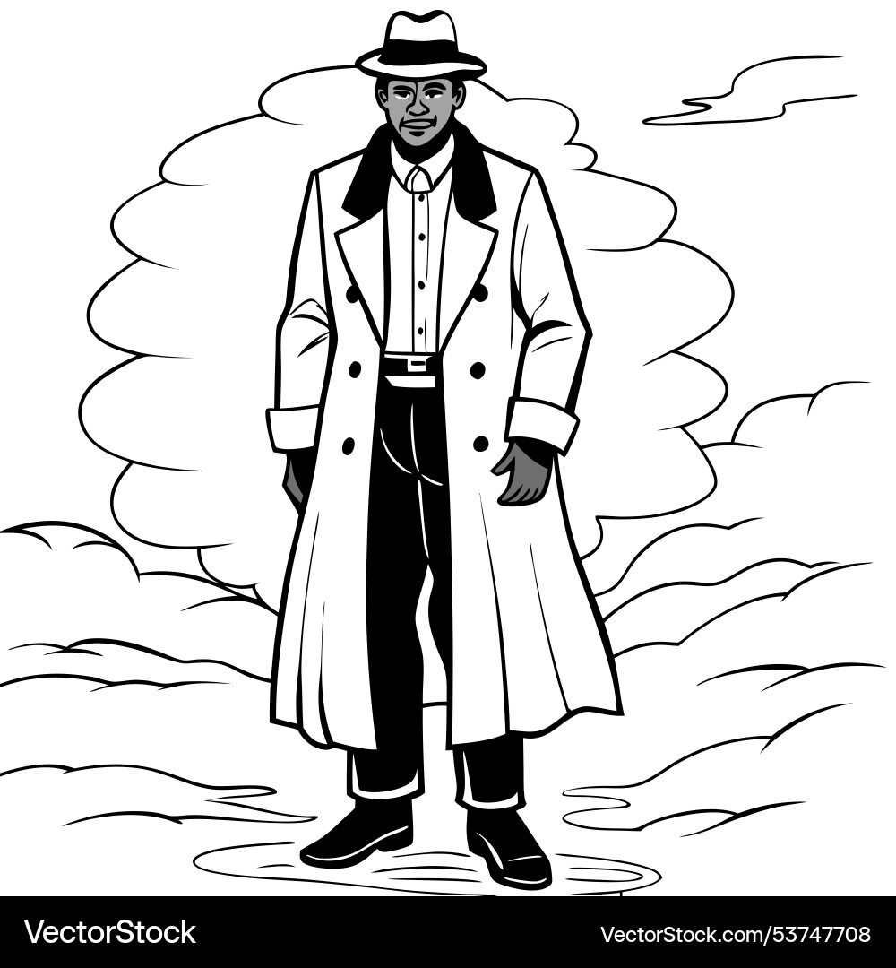 Mysterious african american man wearing a long Vector Image