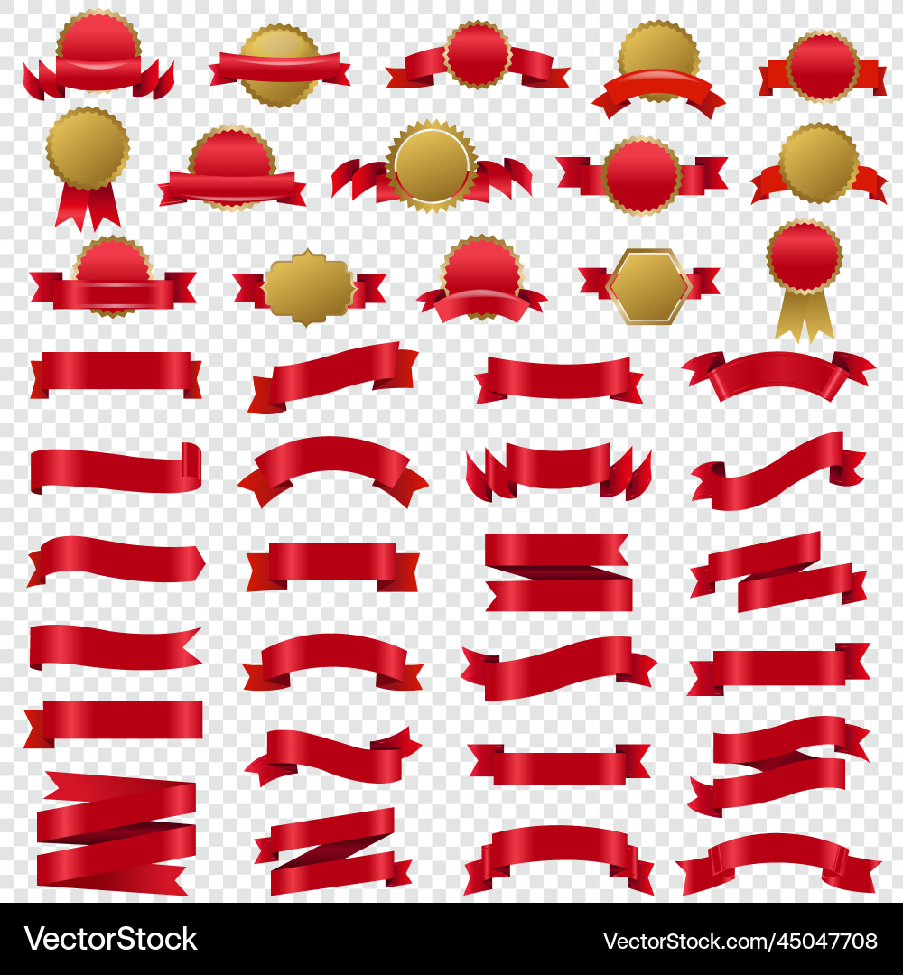 Red and golden labels ribbons Royalty Free Vector Image