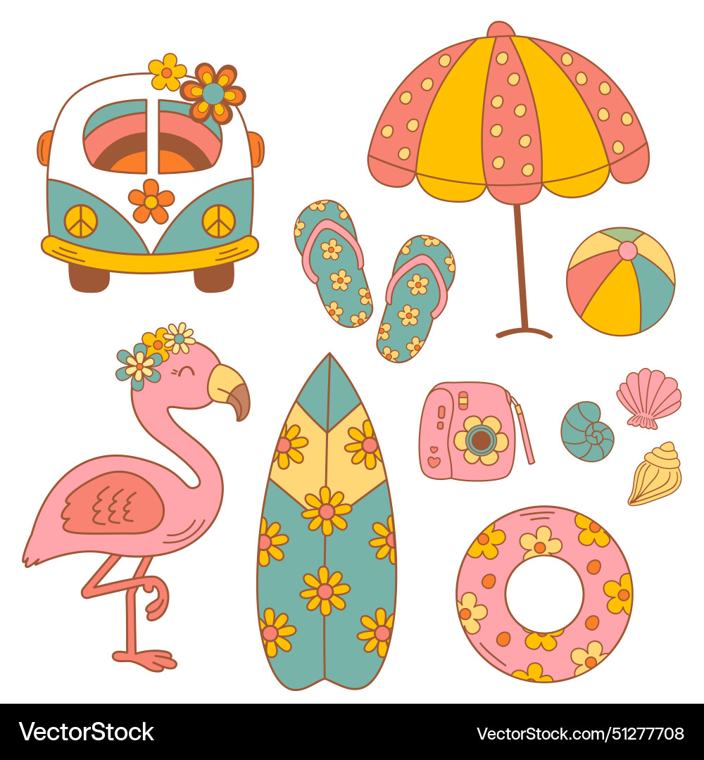 Set of isolated summer elements Royalty Free Vector Image