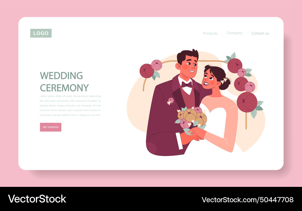 Wedding ceremony concept flat Royalty Free Vector Image