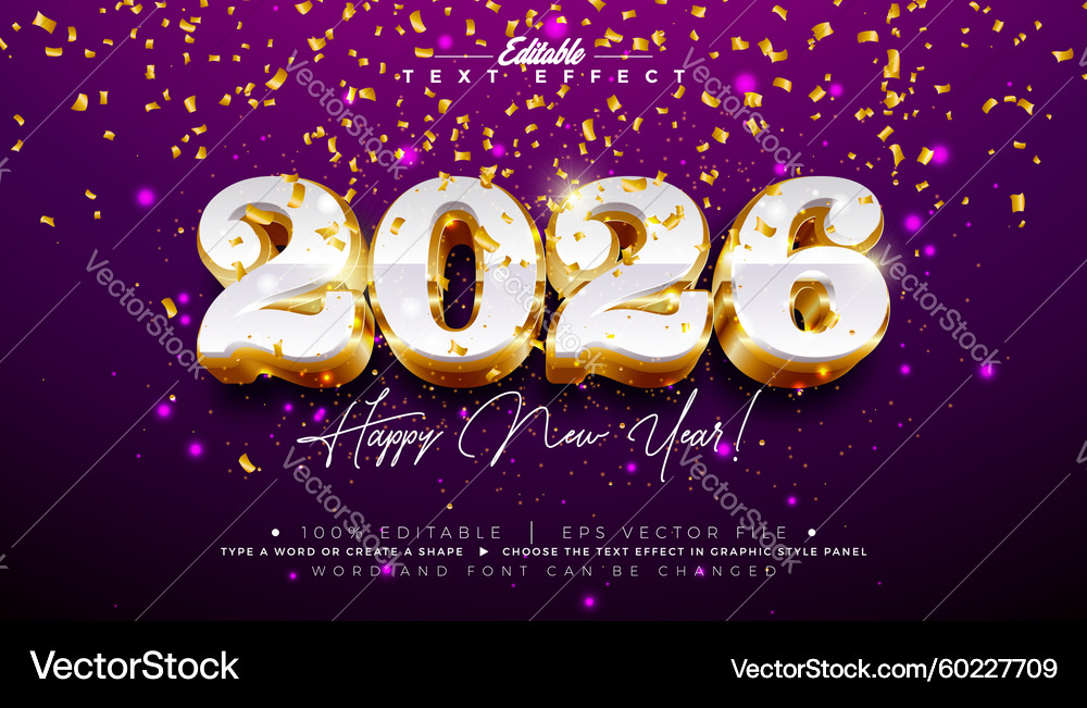 2026 New Year 3D Confetti Text – Royalty-Free Vector | VectorStock