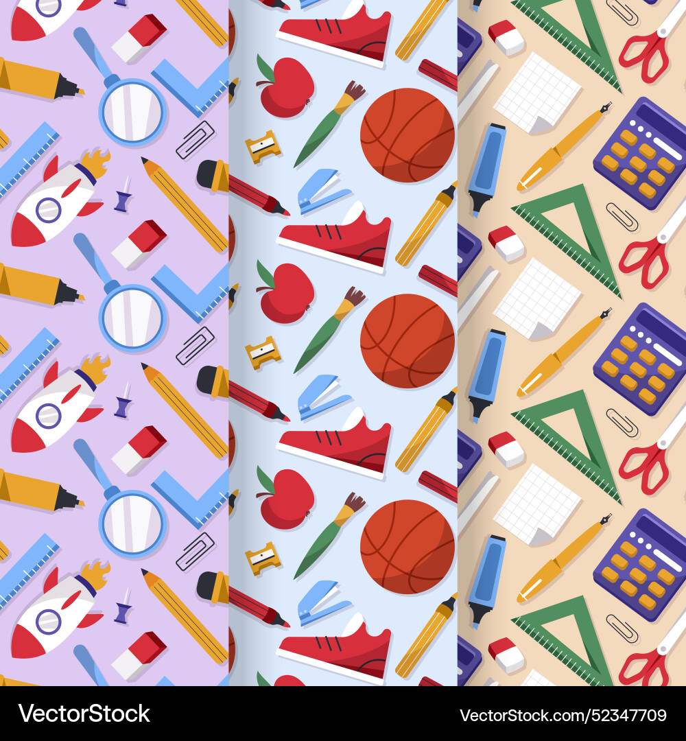 Back to school pattern collection Royalty Free Vector Image