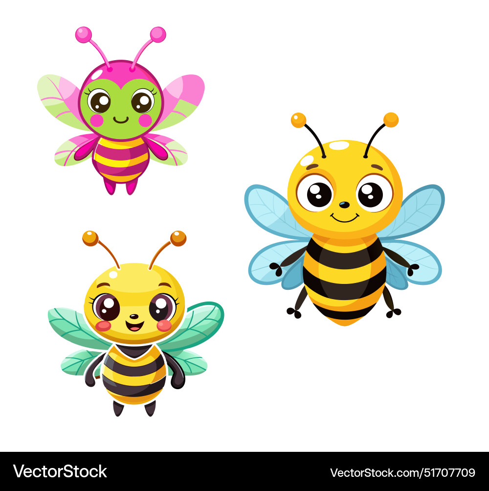 Bee cartoon character bee and honey Royalty Free Vector