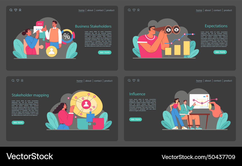 Business stakeholders set visualizing stakeholder Vector Image