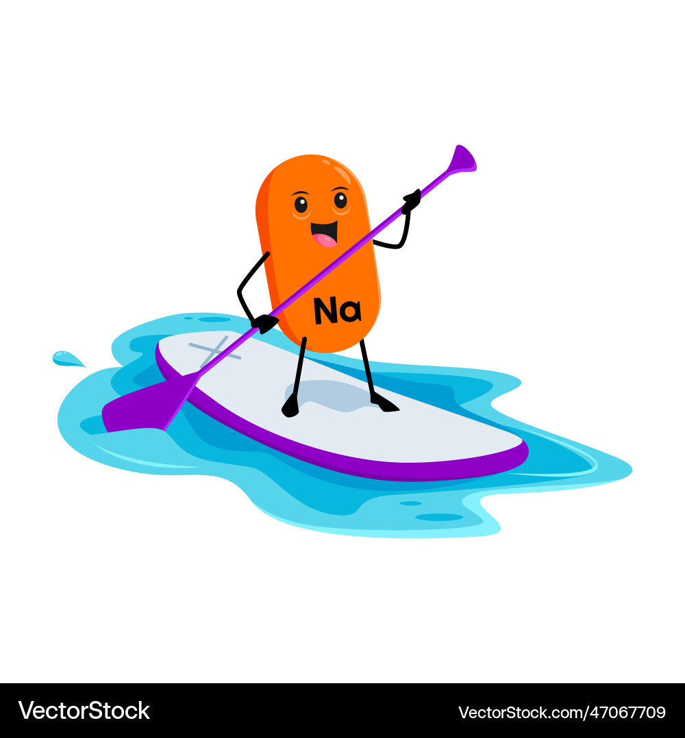 Cartoon natrium micronutrient on sup board na Vector Image