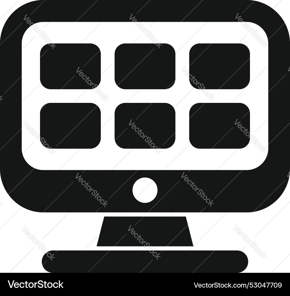 Computer monitor displaying nine blank windows Vector Image