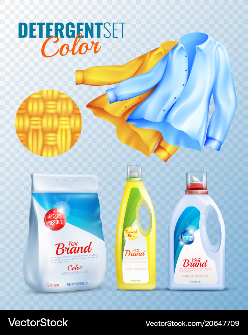 Detergents clothes transparent icon set Royalty Free Vector
