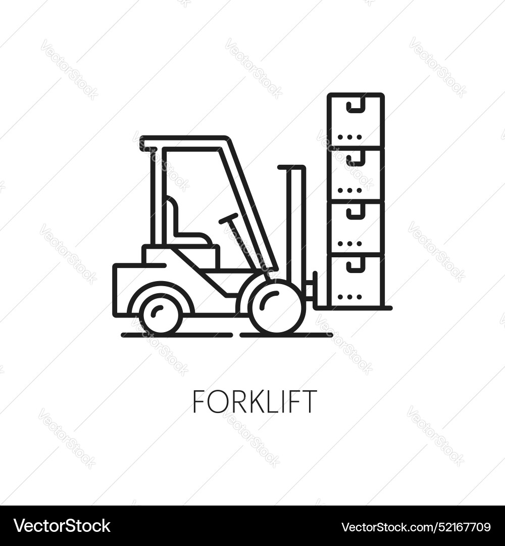 Forklift logistics line icon cargo service sign Vector Image