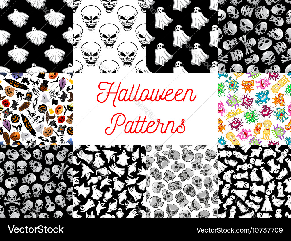 Halloween cartoon seamless pattern backgrounds Vector Image