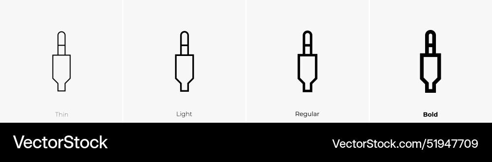 Jack connector icon thin light regular and bold Vector Image