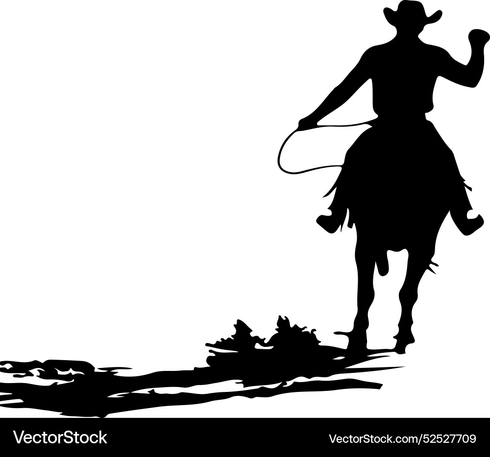 Rodeo silhouette dynamic cowboy Royalty Free Vector Image
