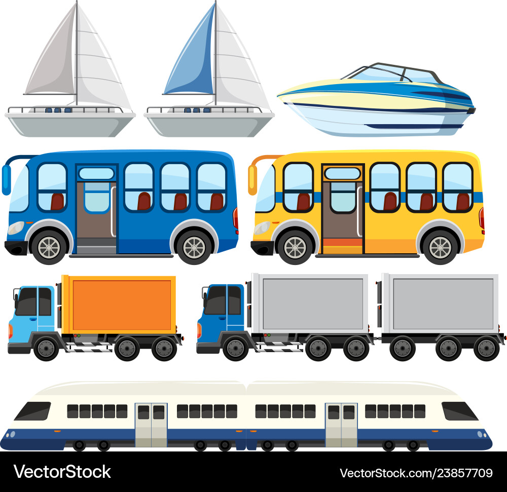 Set of modern transportation Royalty Free Vector Image