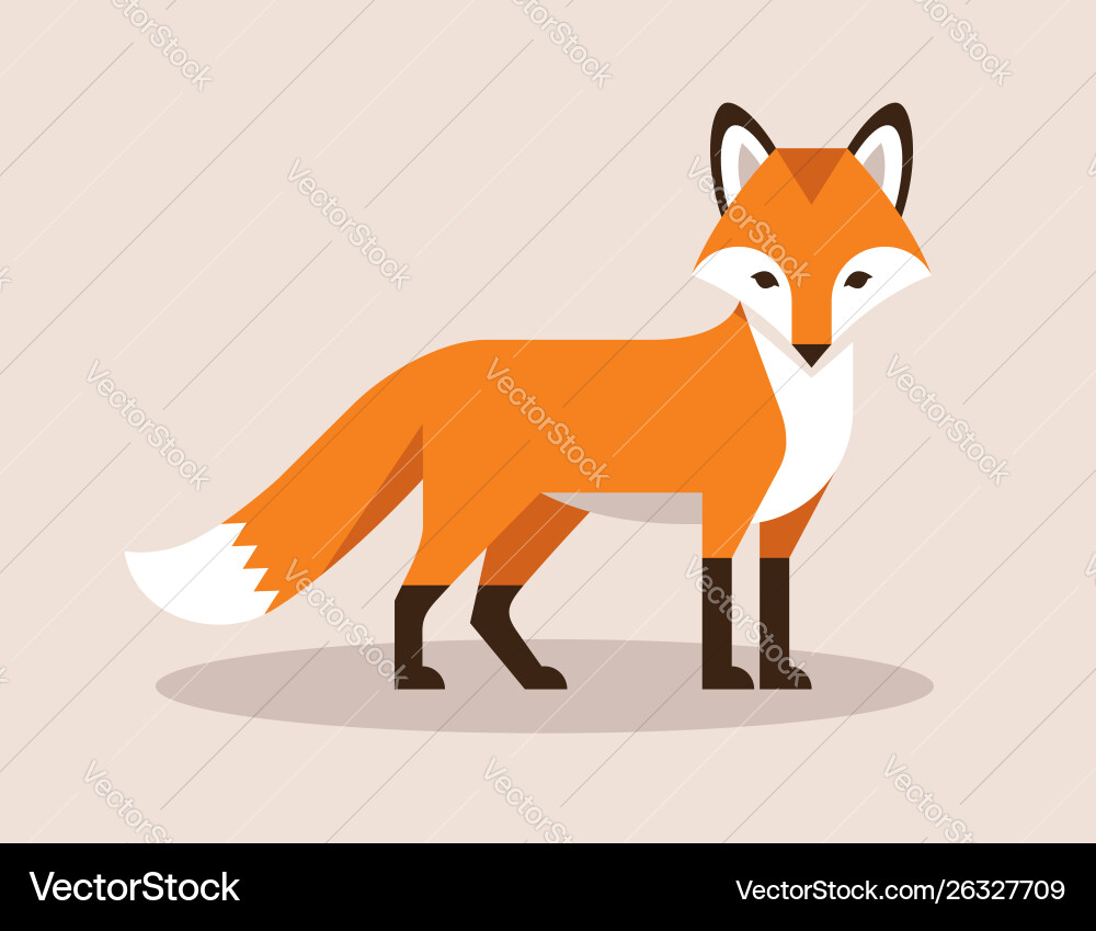 Standing fox flat Royalty Free Vector Image - VectorStock