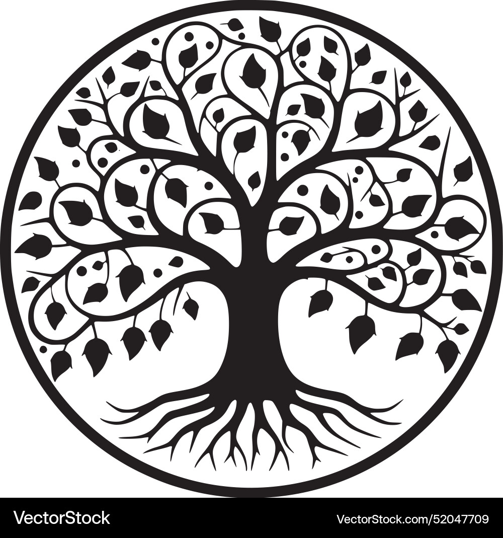 Tree - black and white Royalty Free Vector Image