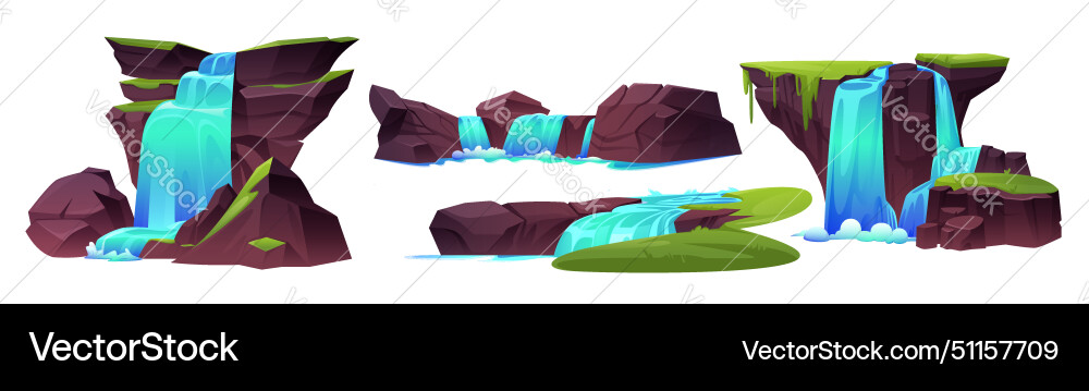 Waterfall cascade stream and rock cartoon icon Vector Image