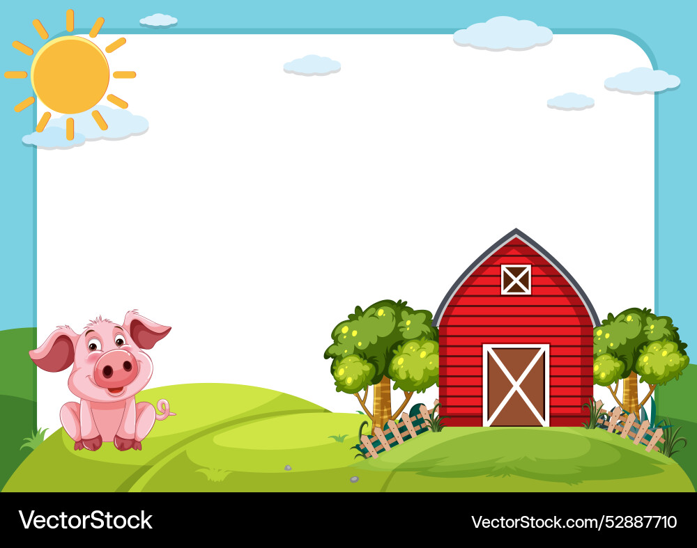 A pig and barn on sunny day Royalty Free Vector Image