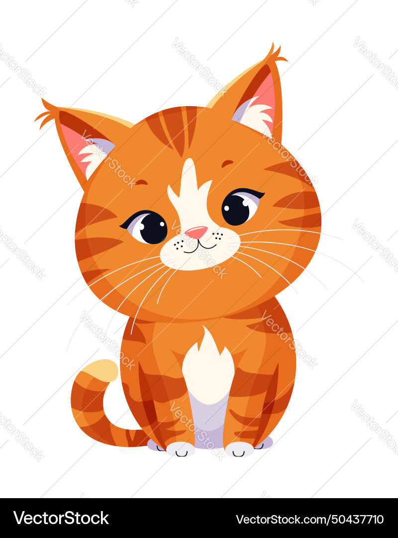 Ginger cat flat design Royalty Free Vector Image