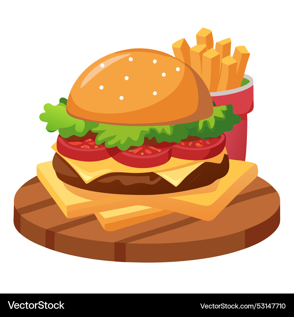 Juicy beef burgers with melted cheese crispy Vector Image