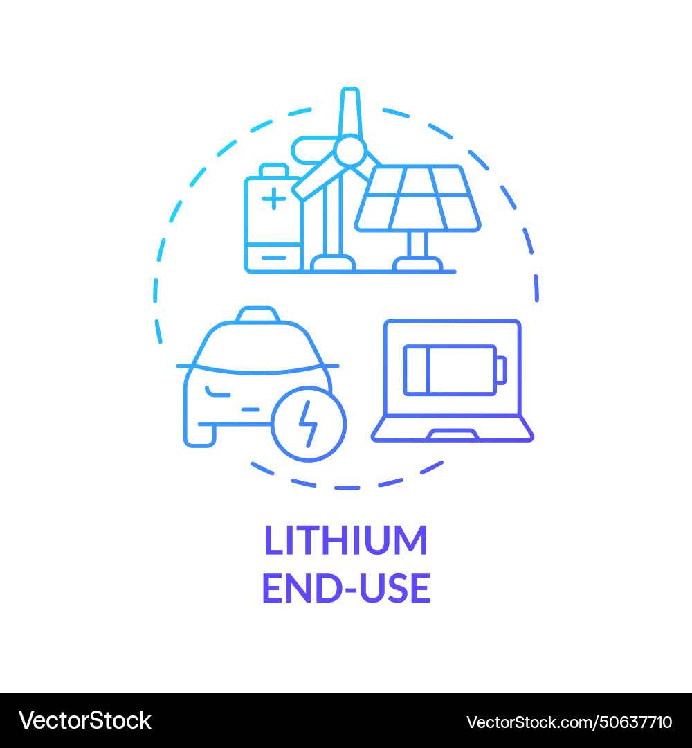 Lithium end-use blue gradient concept icon Vector Image