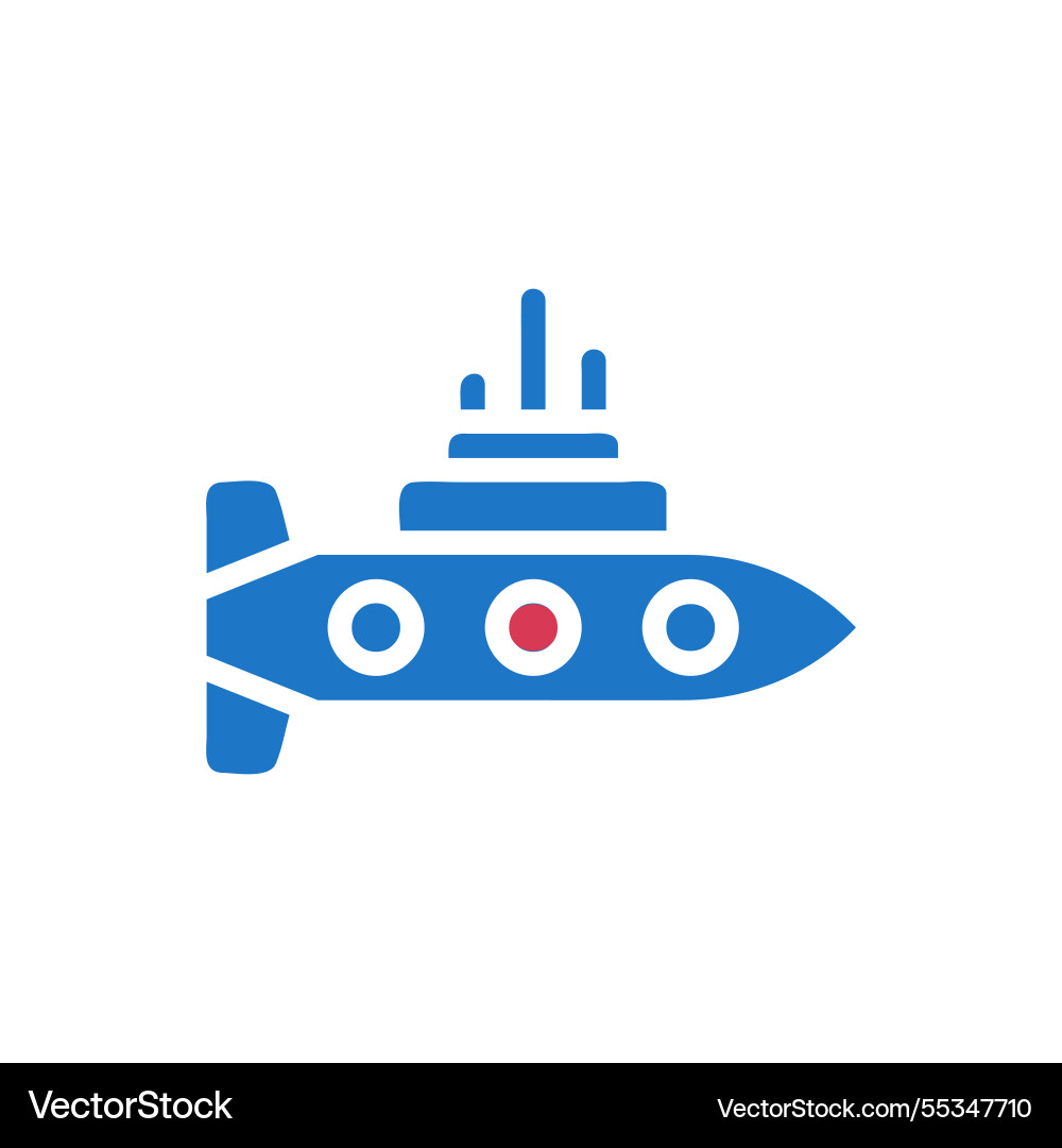 Naval vessel icon cartoon submarine Royalty Free Vector