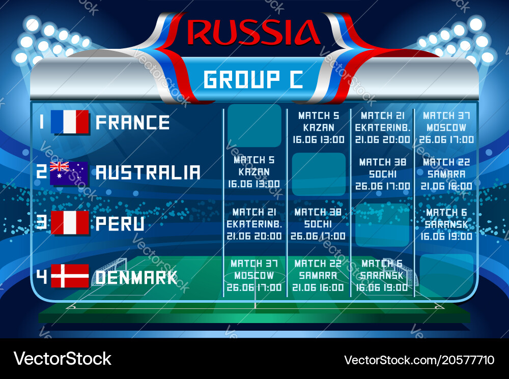 Russia world cup group c wallpaper Royalty Free Vector Image