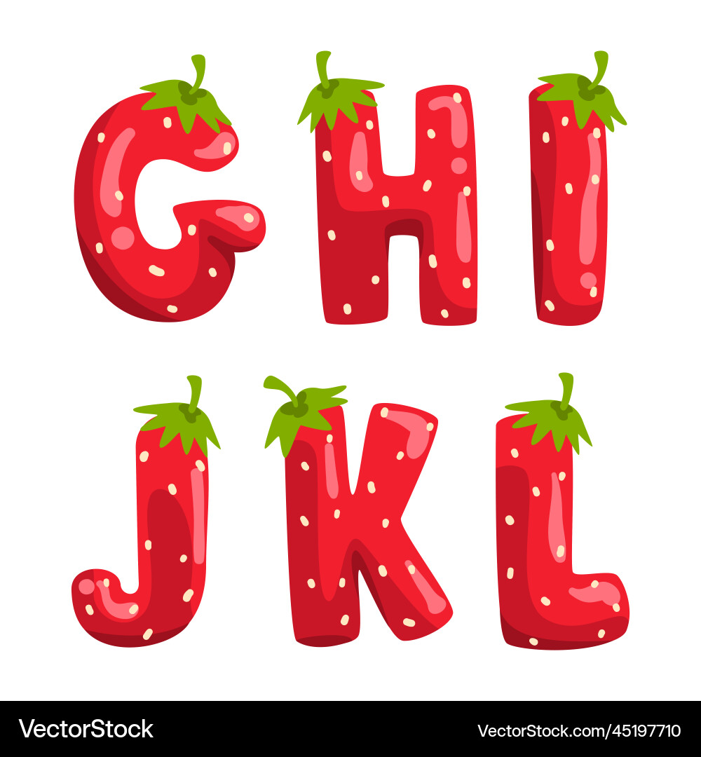 Strawberry alphabet with english letter from ripe Vector Image