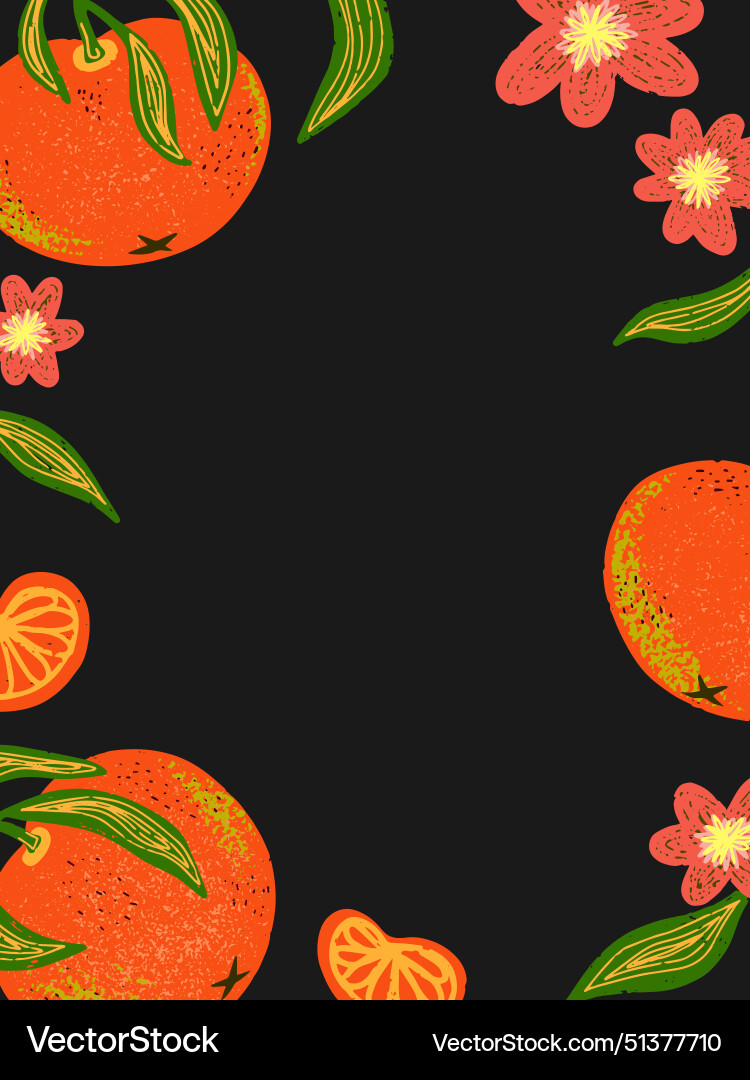 Tangerine card background on a black Royalty Free Vector
