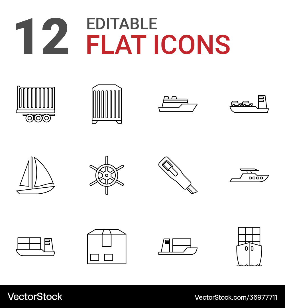12 Schiffssymbole Lizenzfreies Vektorbild - VectorStock