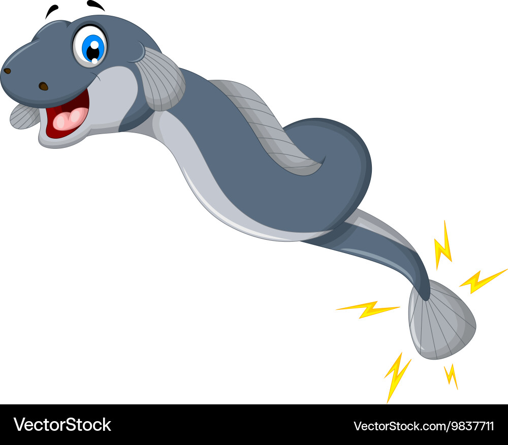 Cute electric eel cartoon posing Royalty Free Vector Image