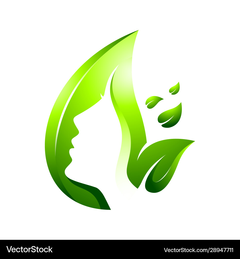 Green leaf skin care logo Royalty Free Vector Image