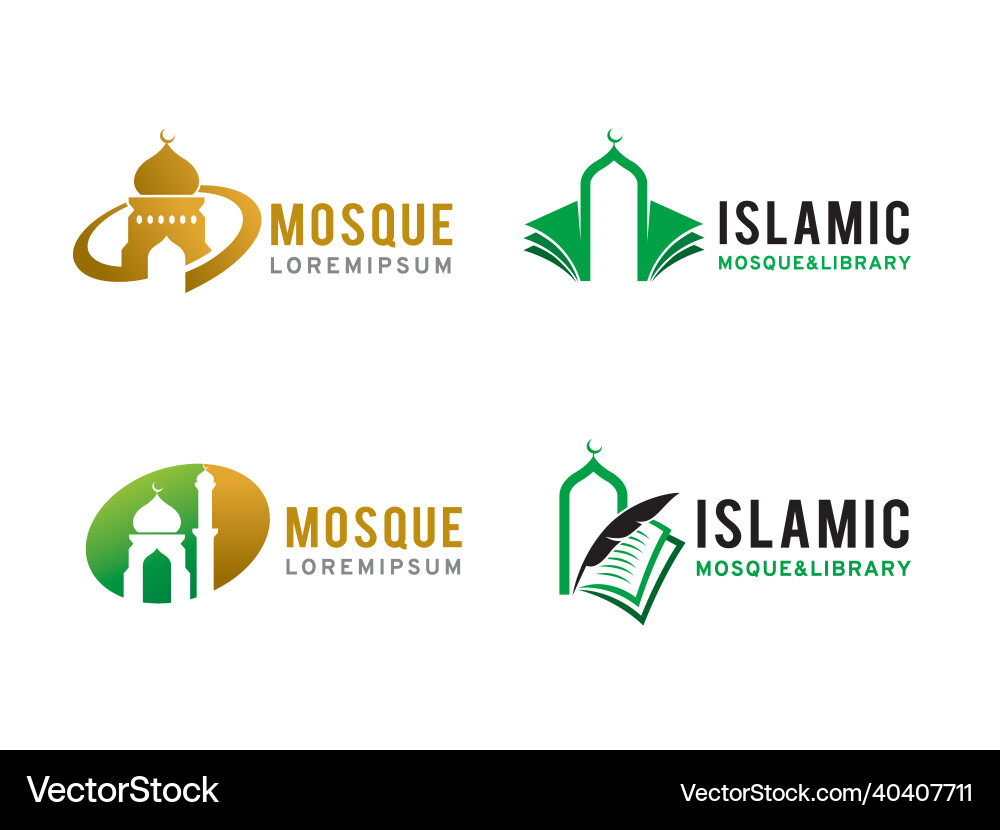 Mosque logo symbol or icon template Royalty Free Vector