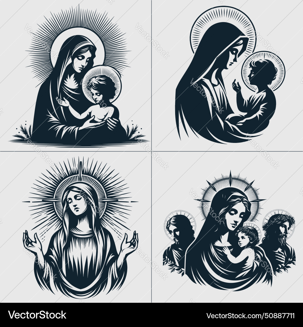 Mother of jesus virgin mary mother jesus blessed Vector Image