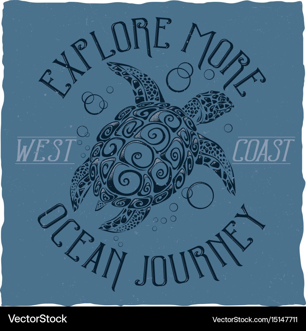 Nautical Turtle Label - Ocean Motif Royalty Free Vector