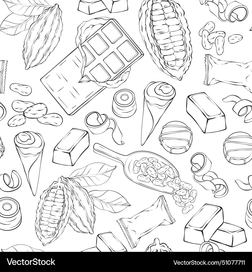 Outline candy chocolate seamless pattern Vector Image