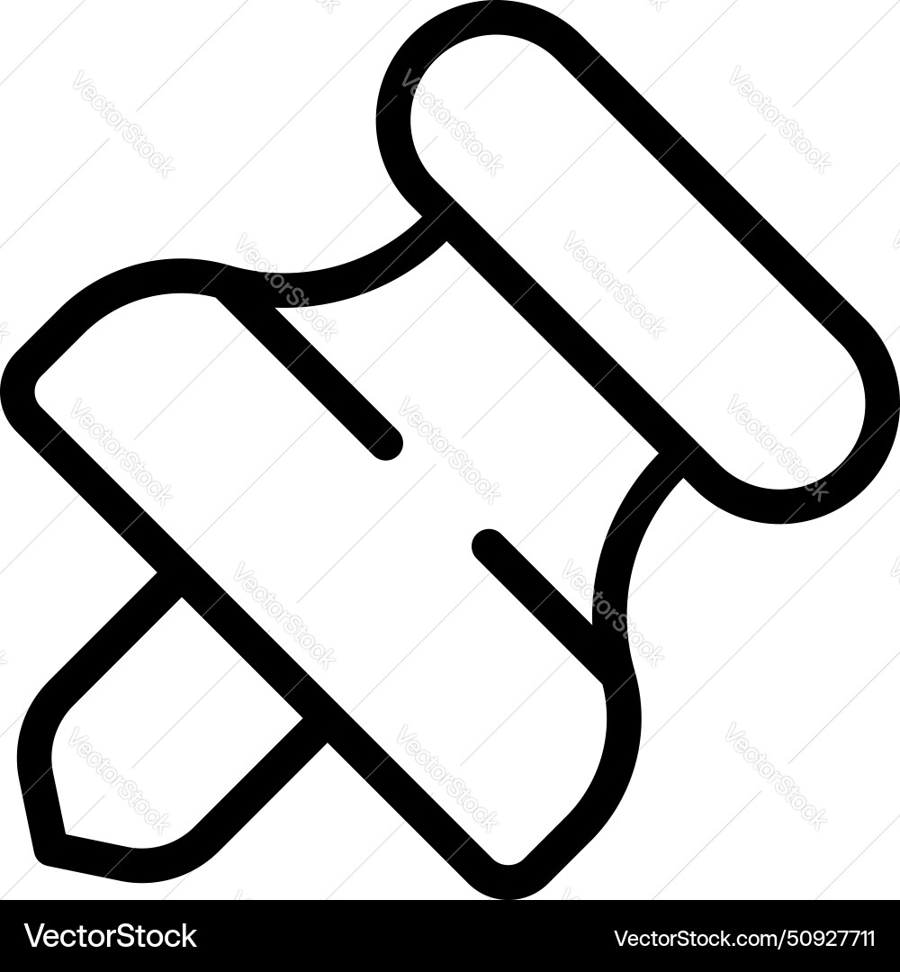 Pinning paper thumbtack icon outline Royalty Free Vector