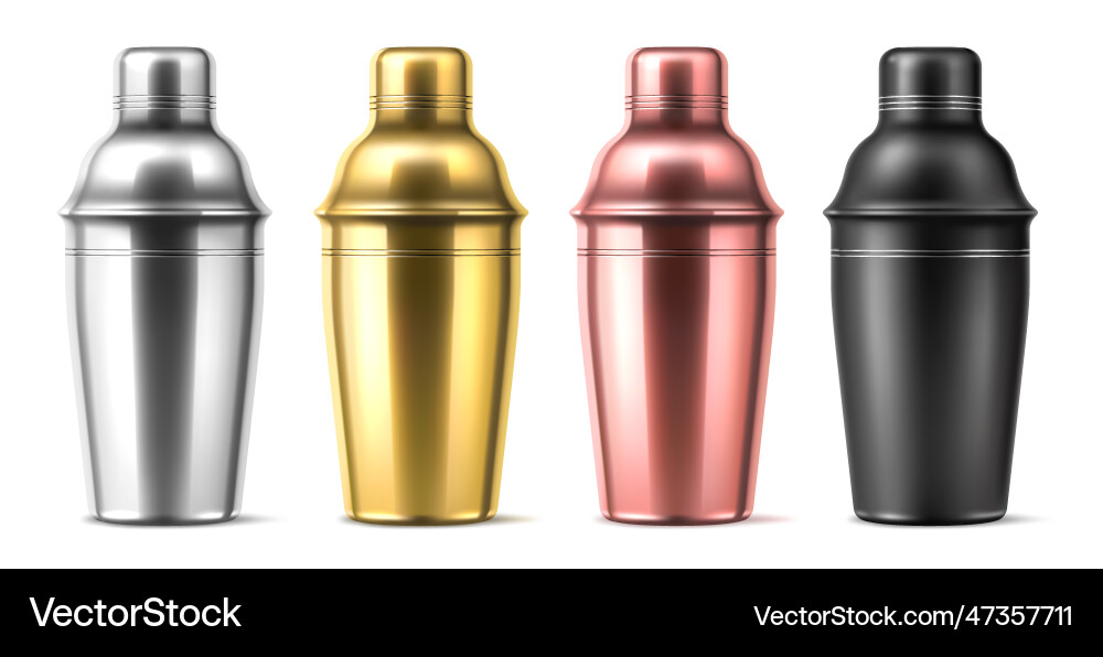 Realistic bar shaker different colors metal Vector Image