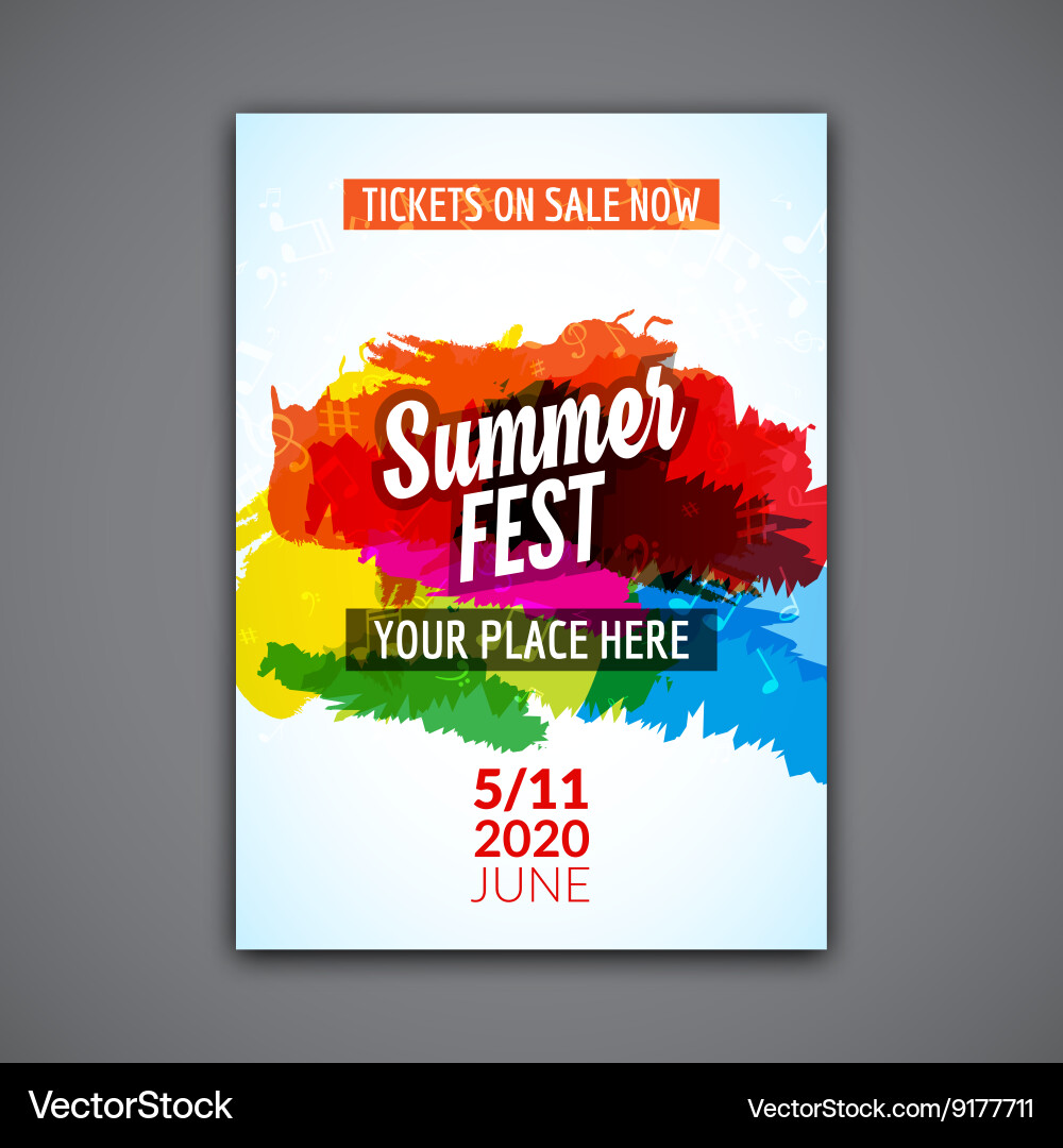 Sommer Festival Flyer Design Template Lizenzfreier Vektor