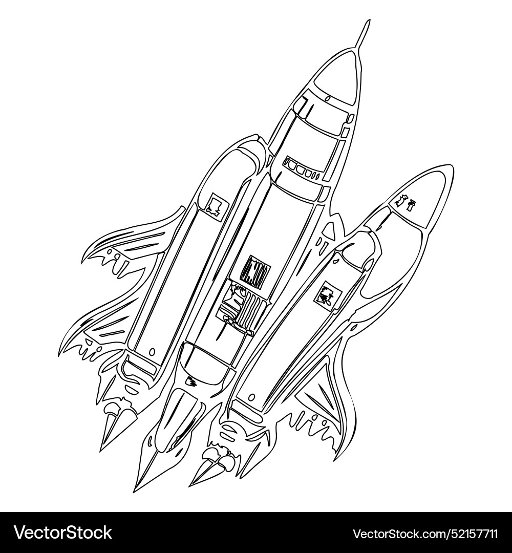 Space shuttle outline sketch Royalty Free Vector Image