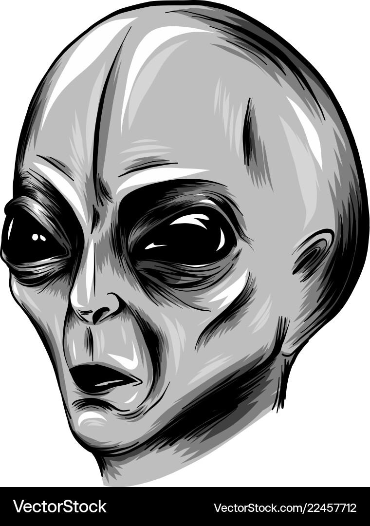 Alien face in white background Royalty Free Vector Image