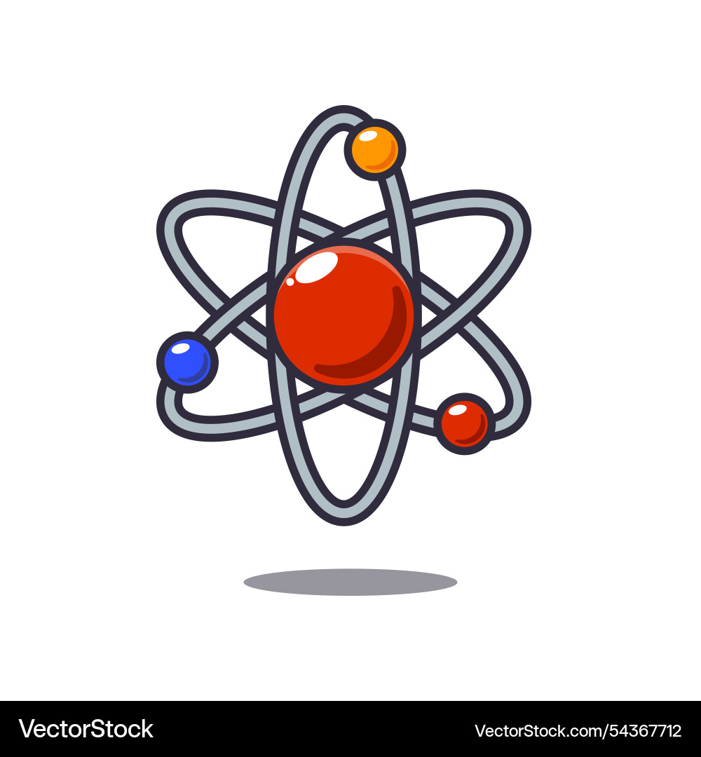 Atom symbol structure cartoon Royalty Free Vector Image