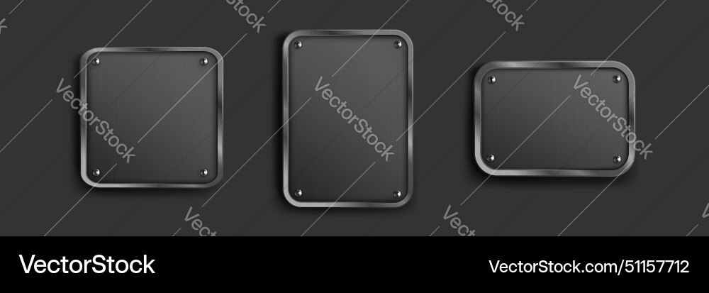 Black metal labels set isolated on background Vector Image