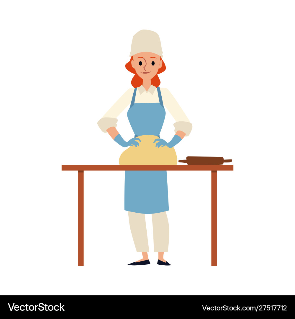 Cartoon Baker Kneading Dough Royalty Free Vector Image