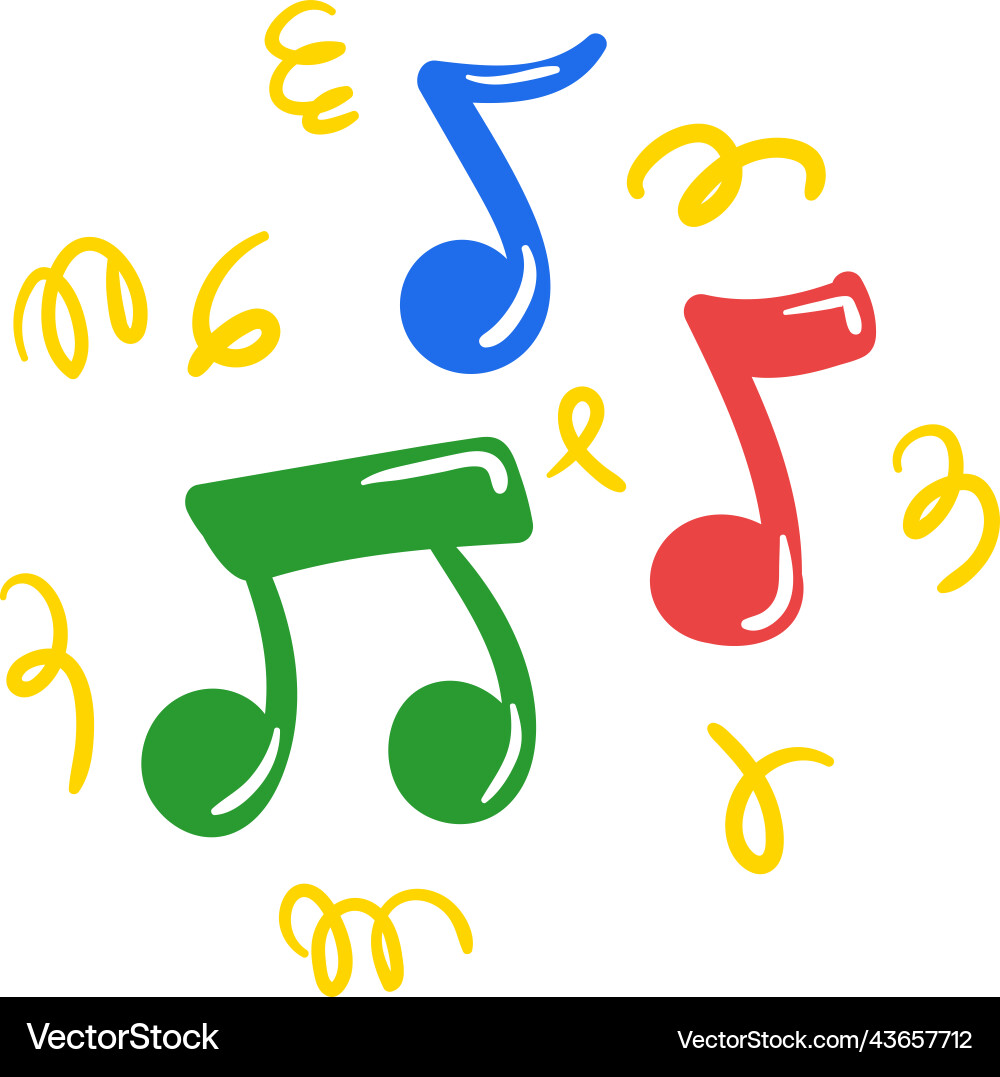 Colorful Music Notes Composition Royalty Free Vector Image