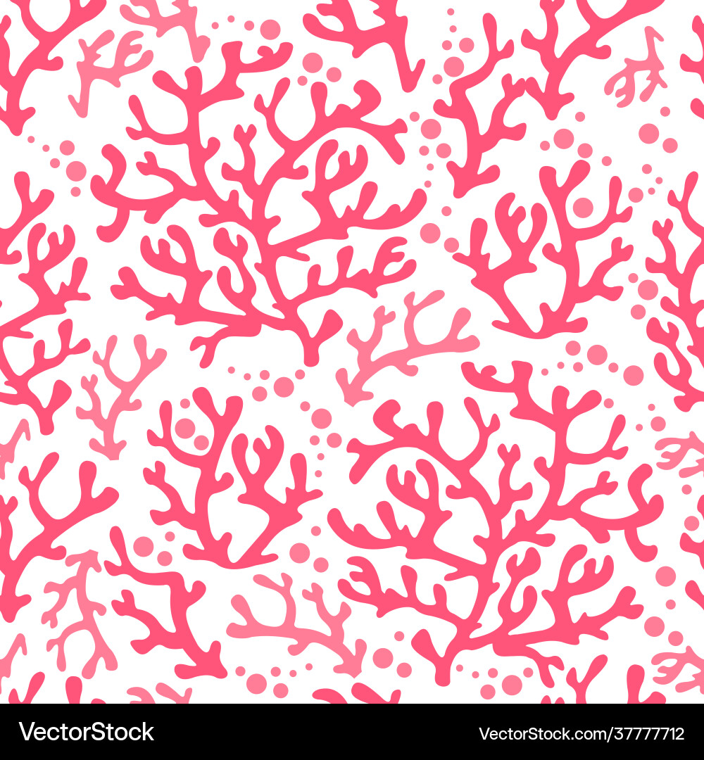 Coral seamless pattern sea reef seaweeds texture Vector Image