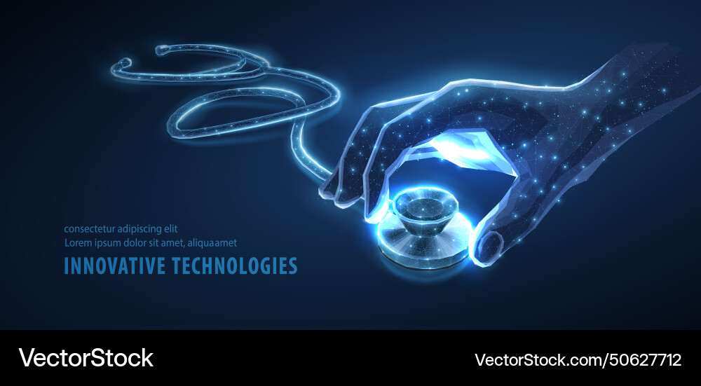 Digital Hand with Stethoscope - Medical Tech Vector Image