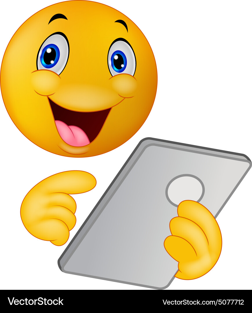 Emoticon smiley using tablet Royalty Free Vector Image