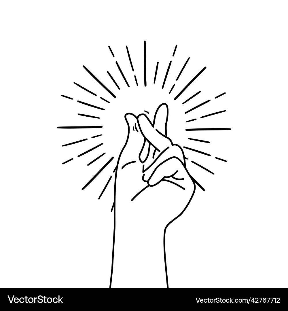 Finger snap gesture outline isolated Royalty Free Vector