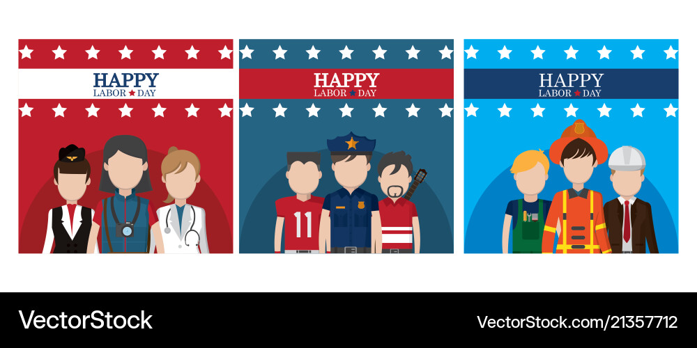 Happy labor day cards Royalty Free Vector Image
