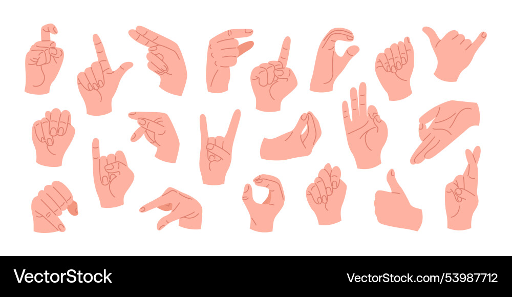 Human hands with different gestures and positions Vector Image